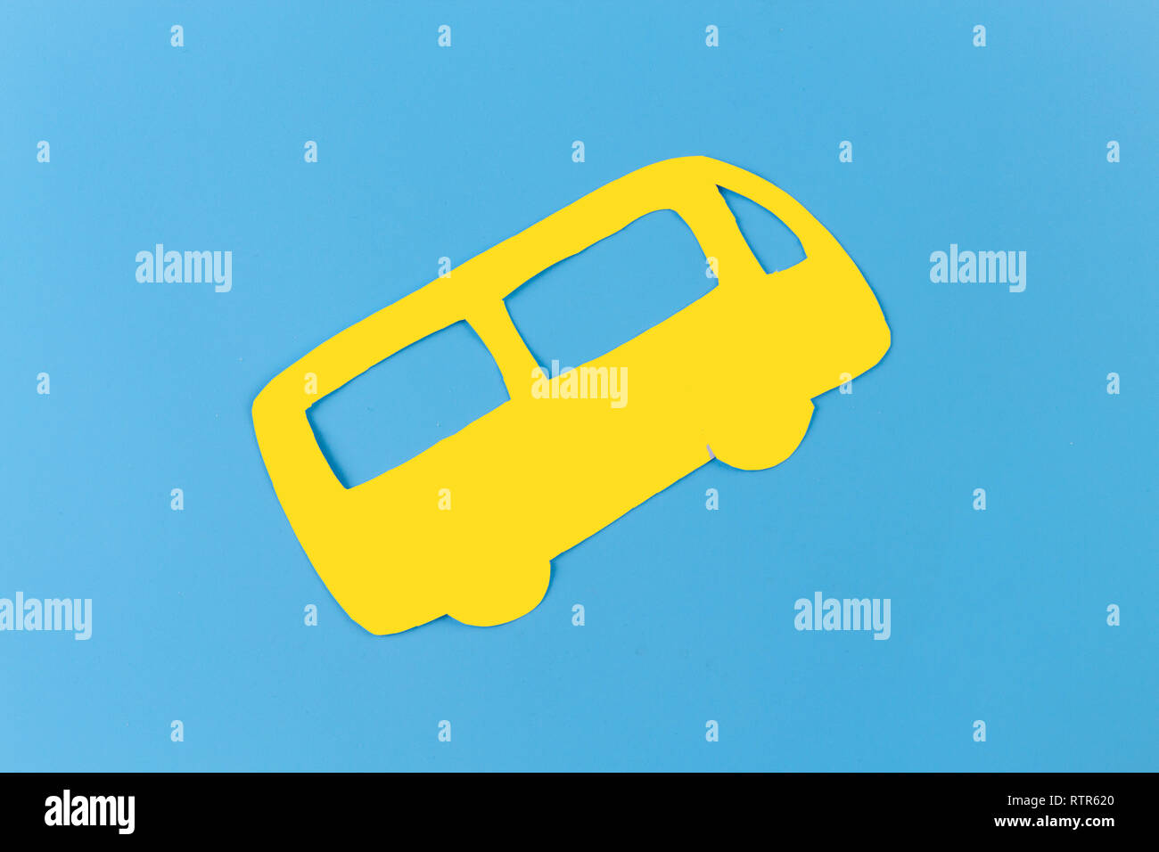 school bus on blue background. paper cut Stock Photo - Alamy