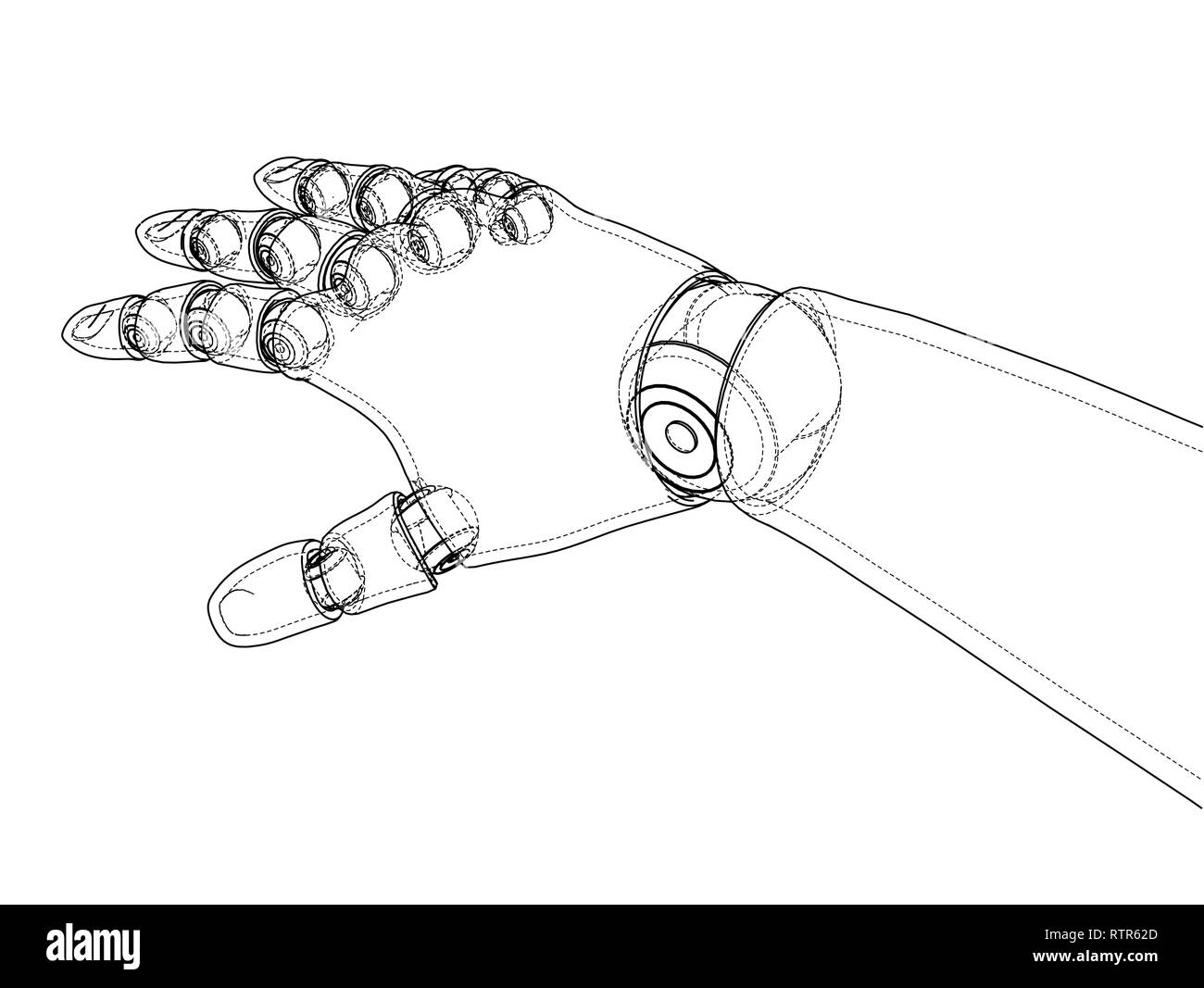 Robot hand outline. Vector rendering of 3d Stock Vector Image & Art - Alamy