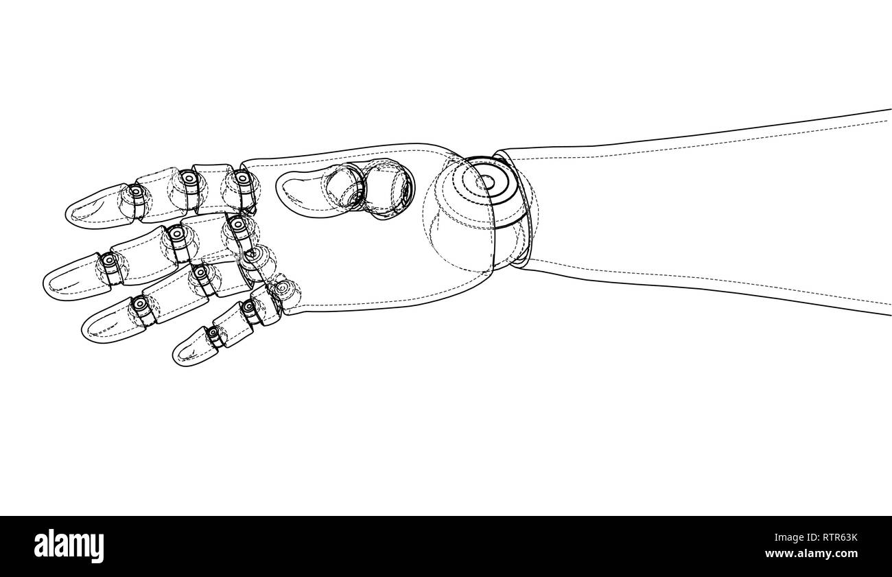 Robot hand outline. Vector rendering of 3d Stock Vector Image & Art - Alamy