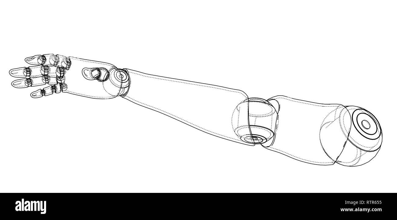 Robot hand outline. Vector rendering of 3d Stock Vector Image & Art - Alamy