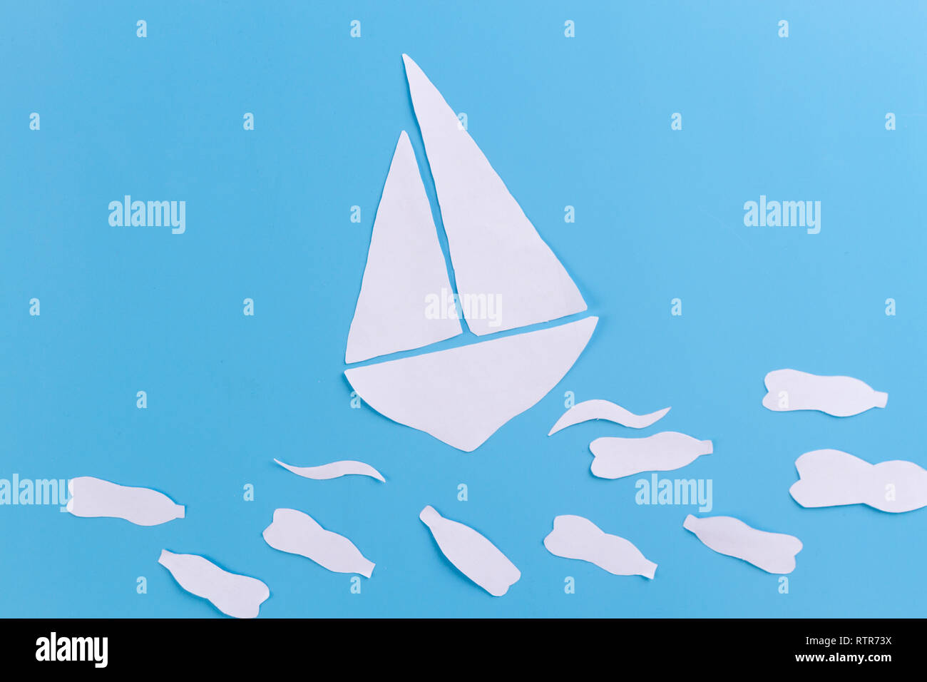 ocean plastic pollution concept image. paper cut Stock Photo - Alamy