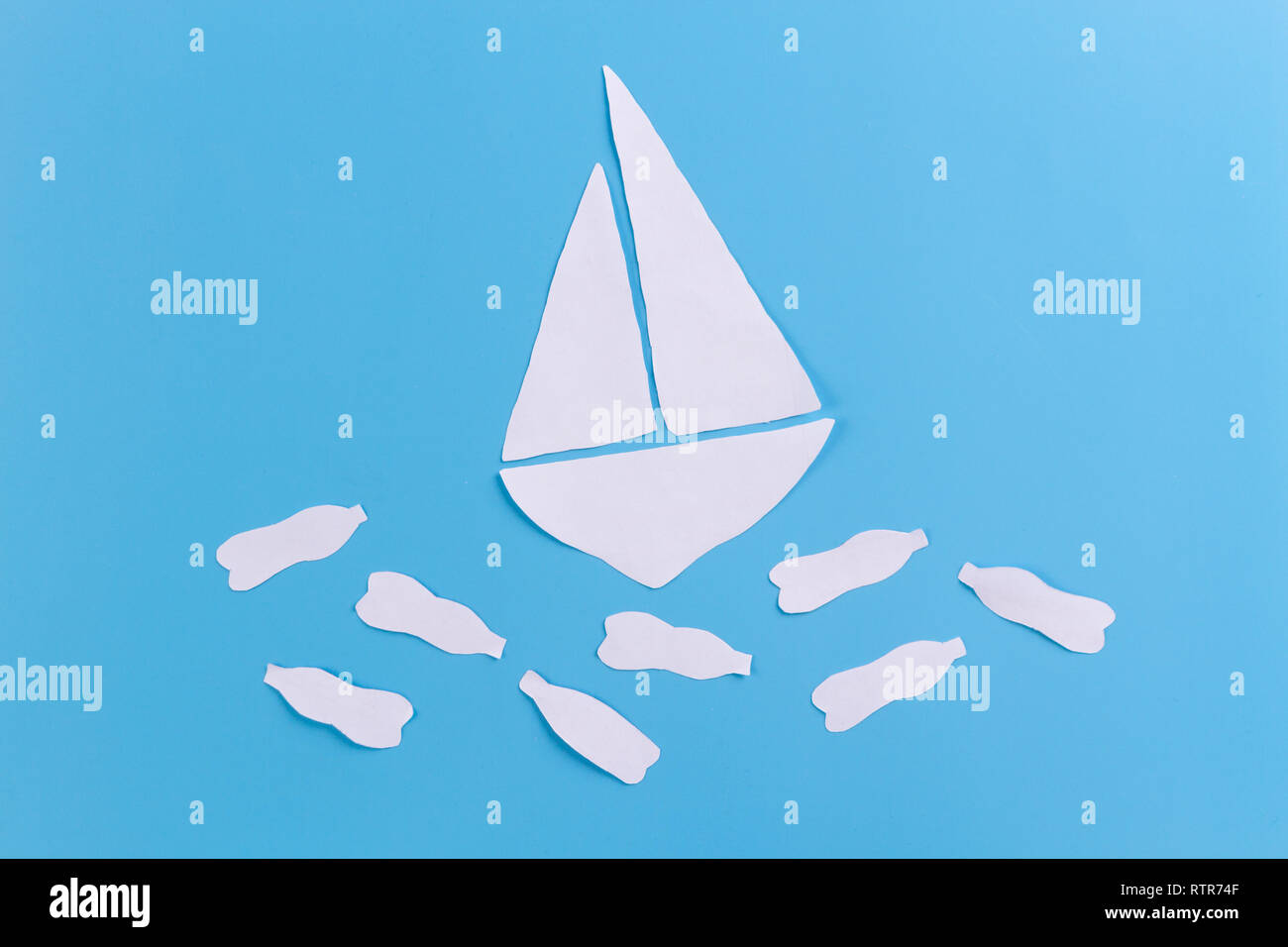 ocean plastic pollution concept image. paper cut Stock Photo - Alamy