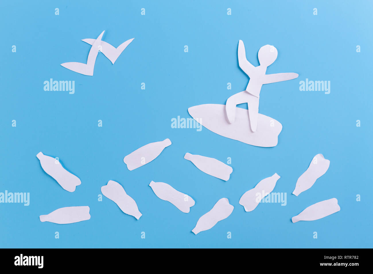 Plastic pollution in ocean concept. paper cut Stock Photo - Alamy
