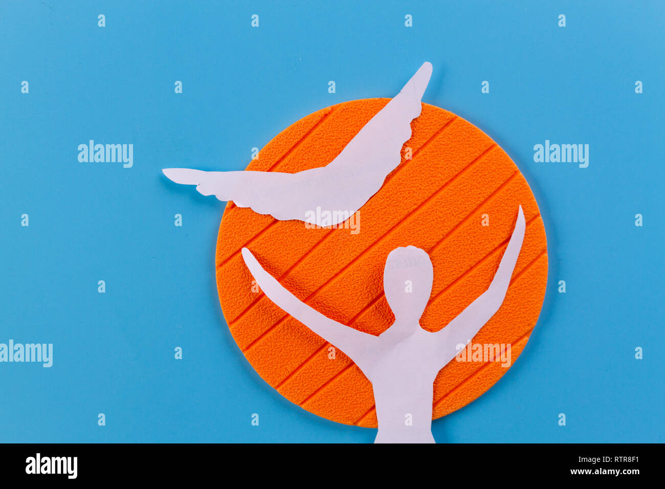 Freedom feel good and travel adventure concept. man birs and sun Stock ...