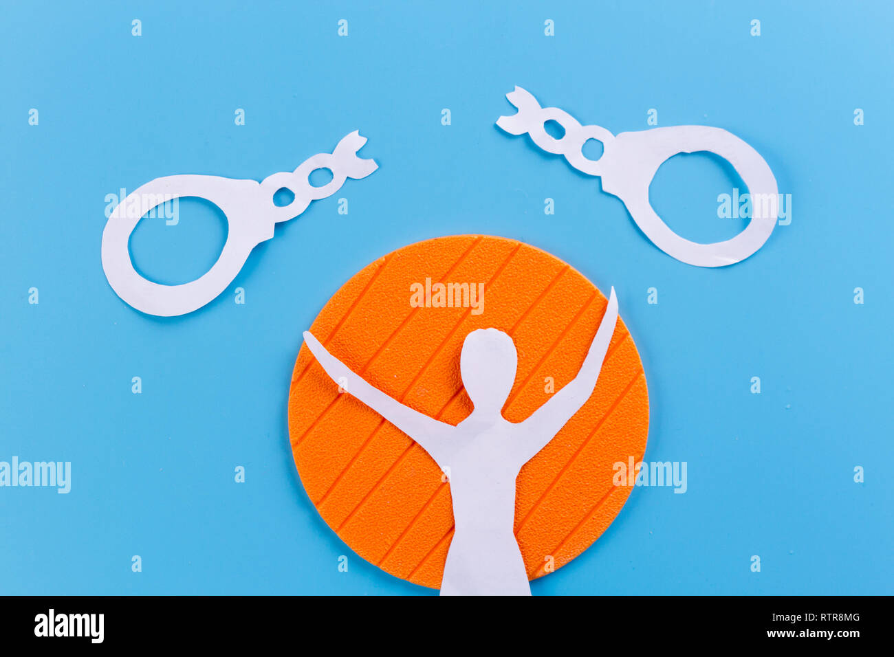 silhouette of broken handcuff made from paper. freedom concept Stock ...