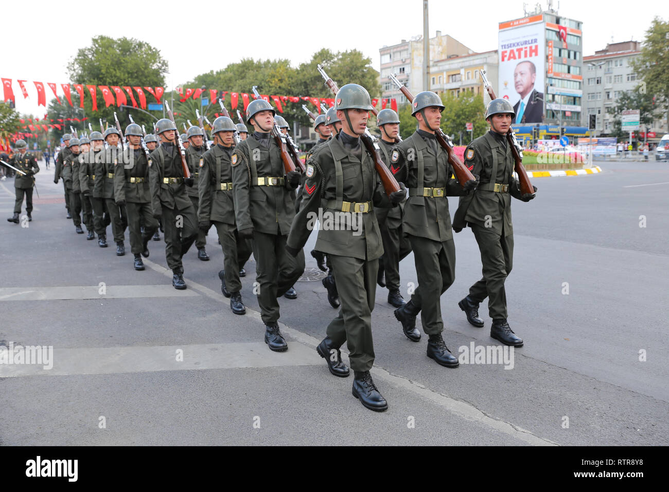 ISTANBUL, TURKEY - AUGUST 30, 2018: Soldiers march during 96th ...