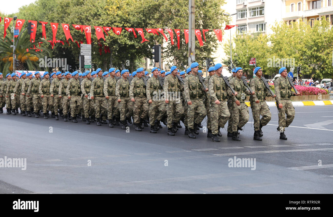 ISTANBUL, TURKEY - AUGUST 30, 2018: Soldiers march during 96th ...