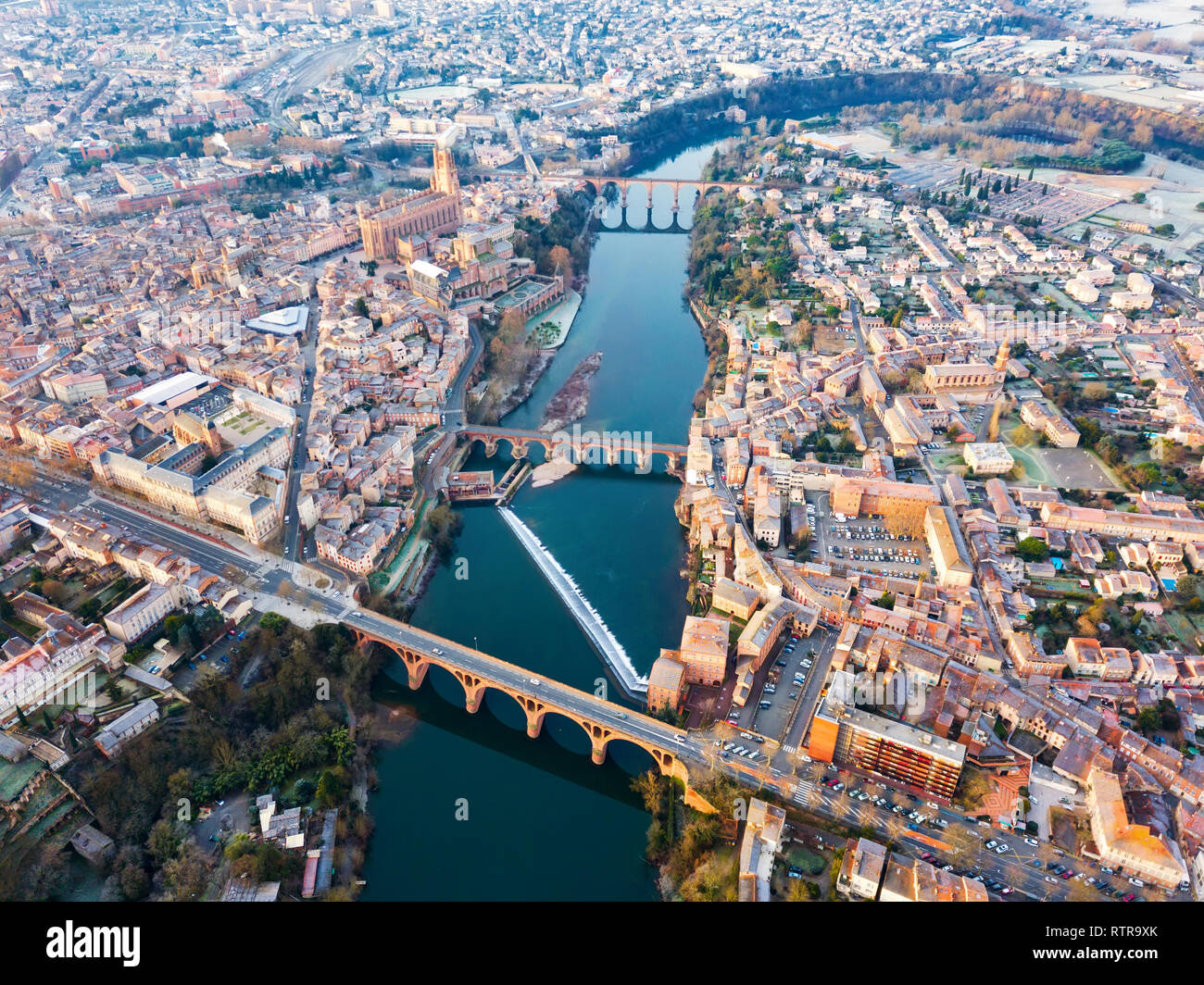 The ancient city of Albi in the south of France. View from above Stock ...