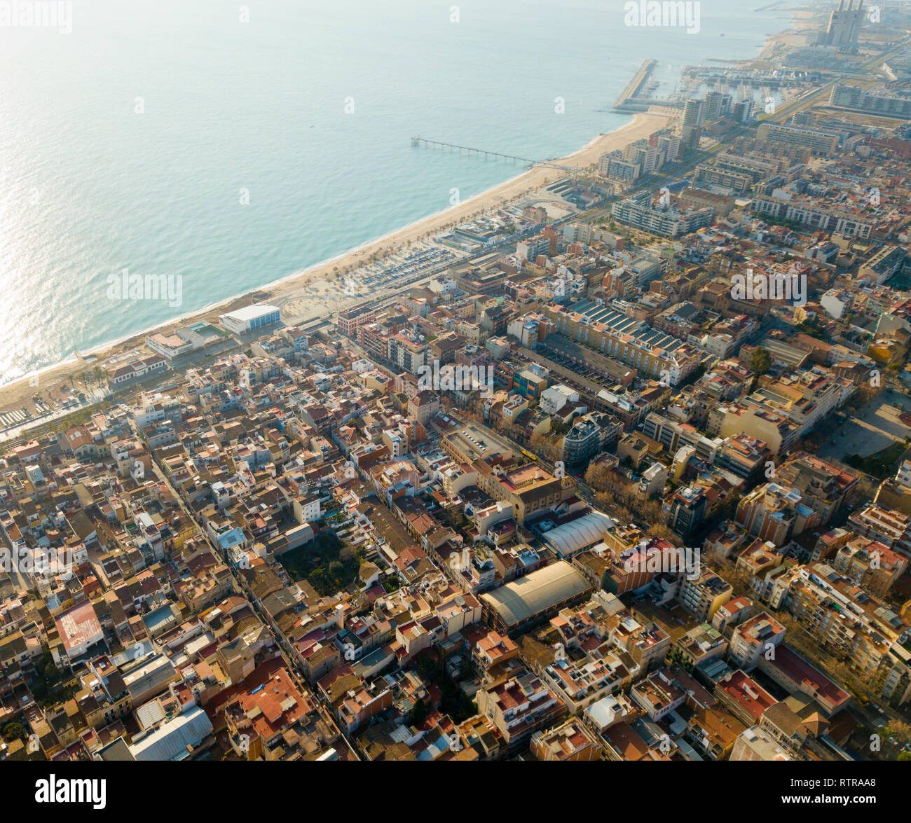 Aerial view of the spanish city of Badalona. Barcelona, Spain Stock ...