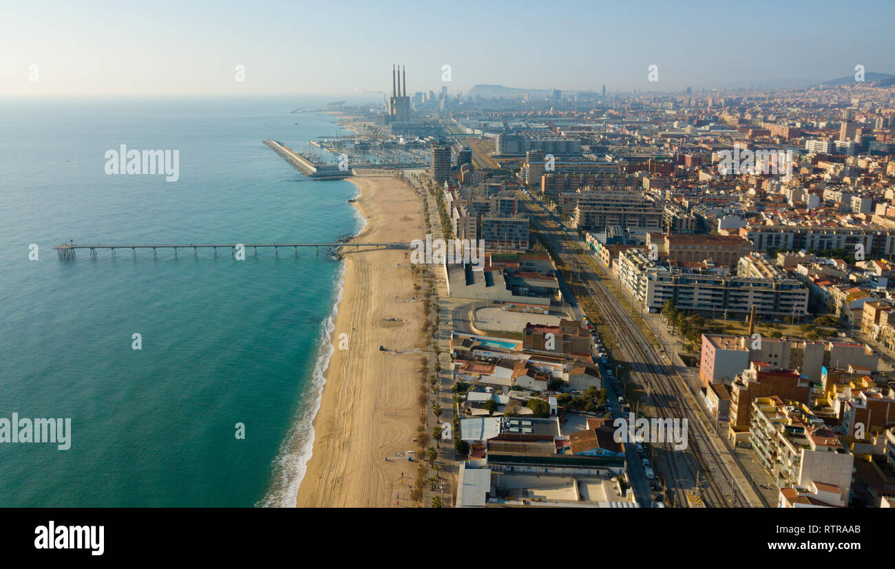 Aerial view of the spanish city of Badalona. Barcelona, Spain Stock ...