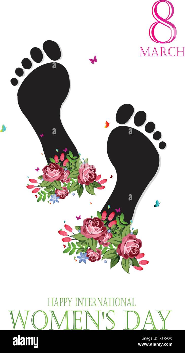 Happy feet International Women's day. Template for a poster, cards ...