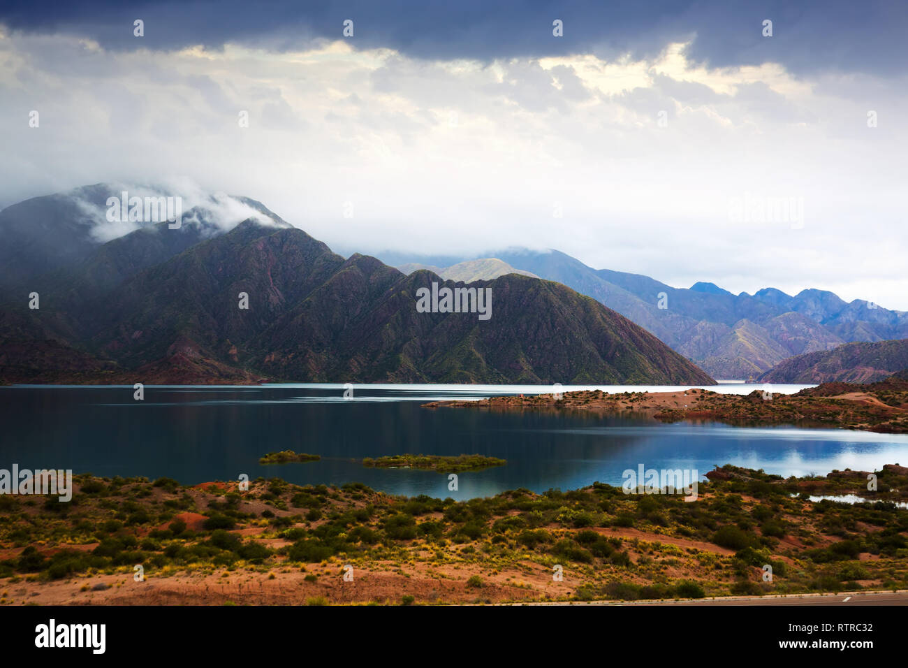 Lake view on Potrerillos reservoir and surrounding area in Mendoza ...