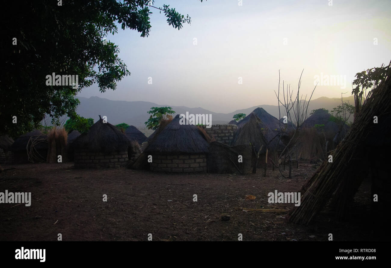 Landscape of the Village of Dowayo tribe at sunset at Poli, Cameroon ...