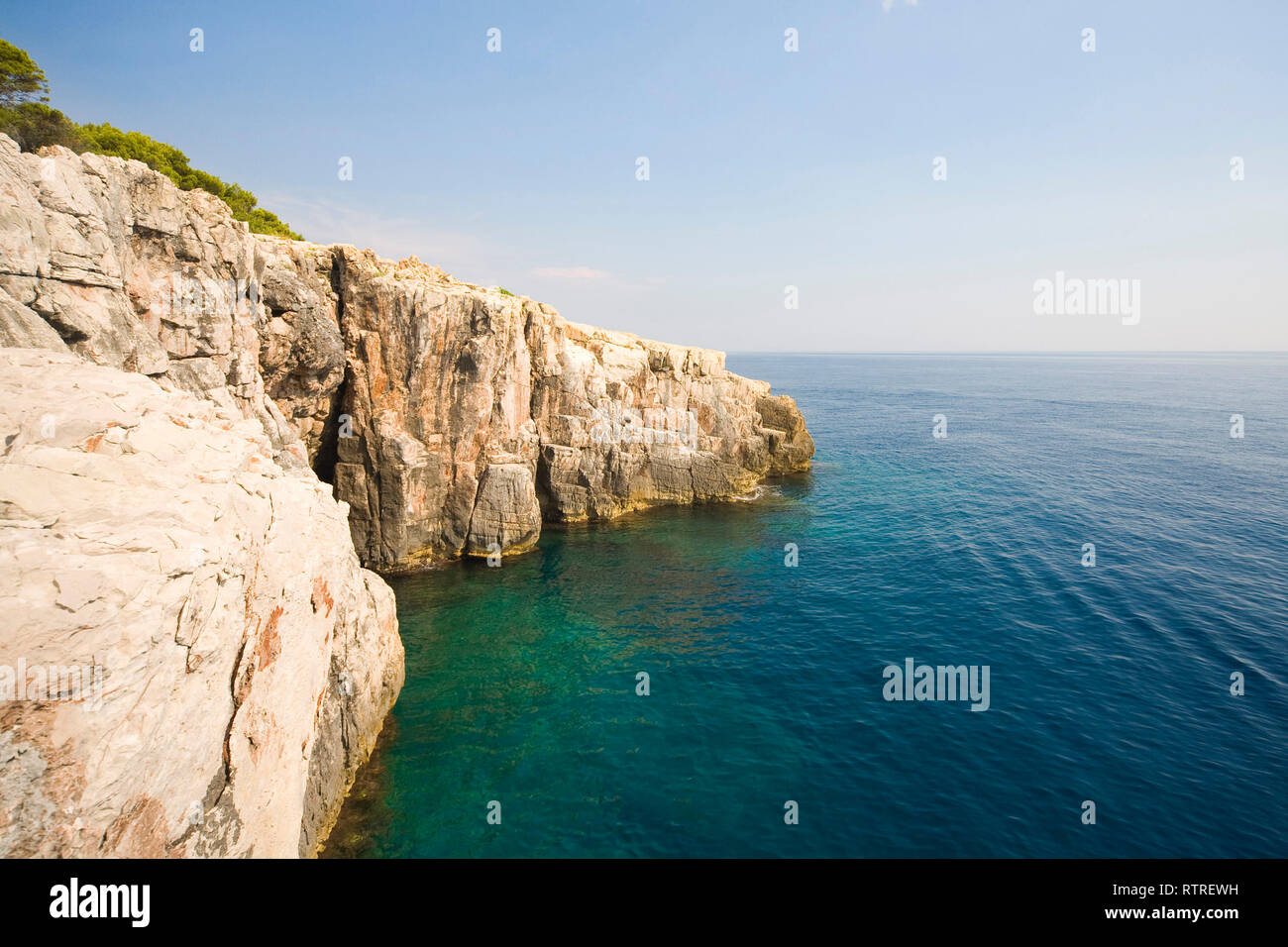 Croatian landscape - view from Locrum Island to open Adriatic sea Stock ...