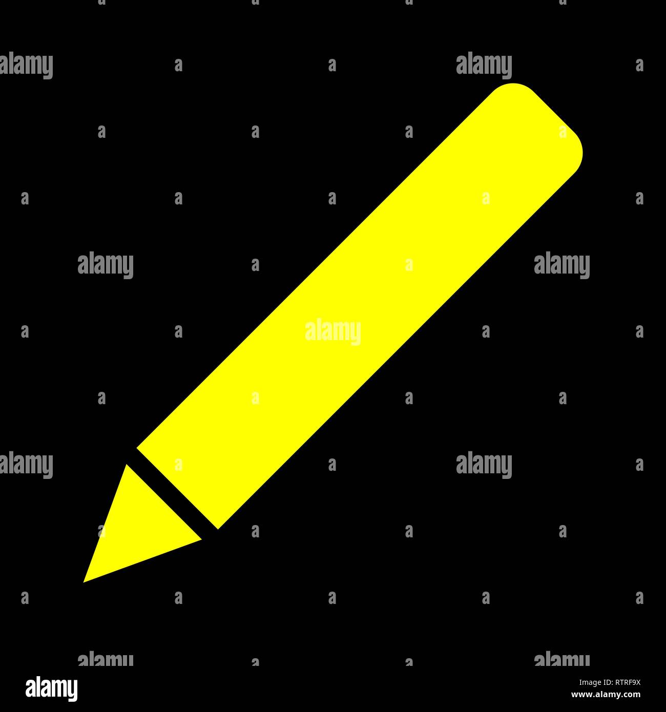 Pencil symbol icon - yellow simple, isolated - vector illustration ...