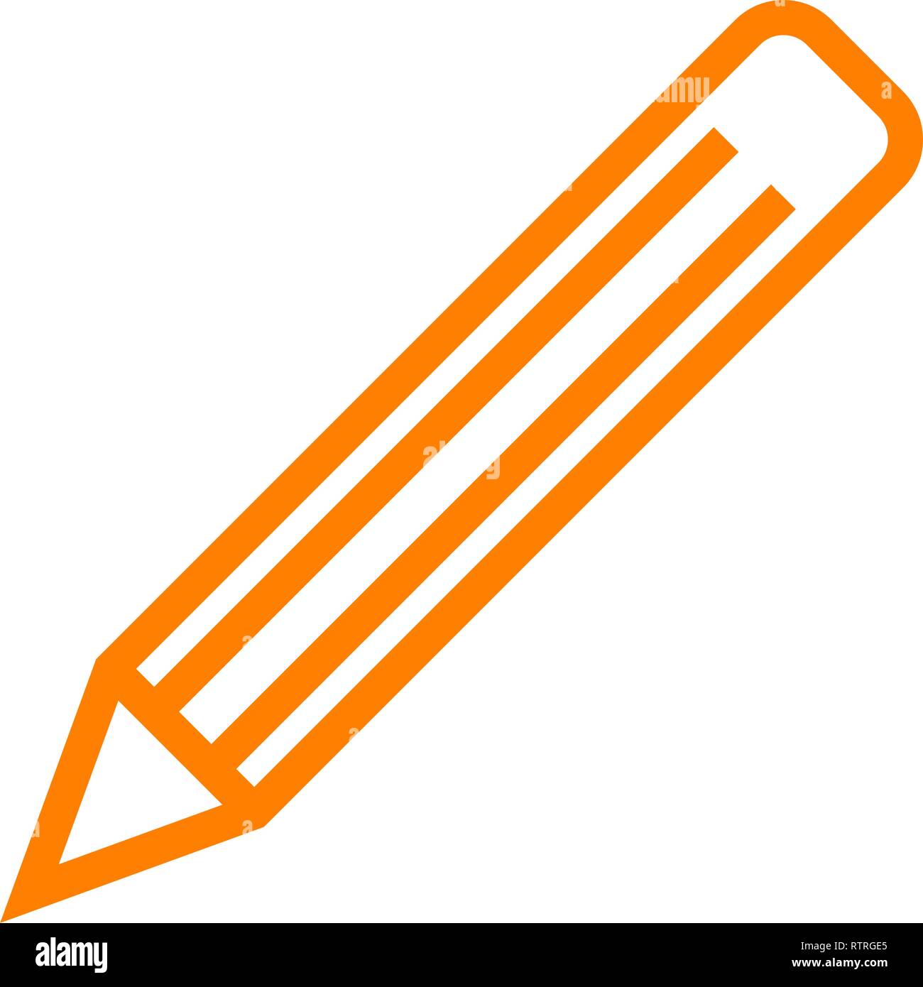 Pencil symbol icon - orange simple outline, isolated - vector ...