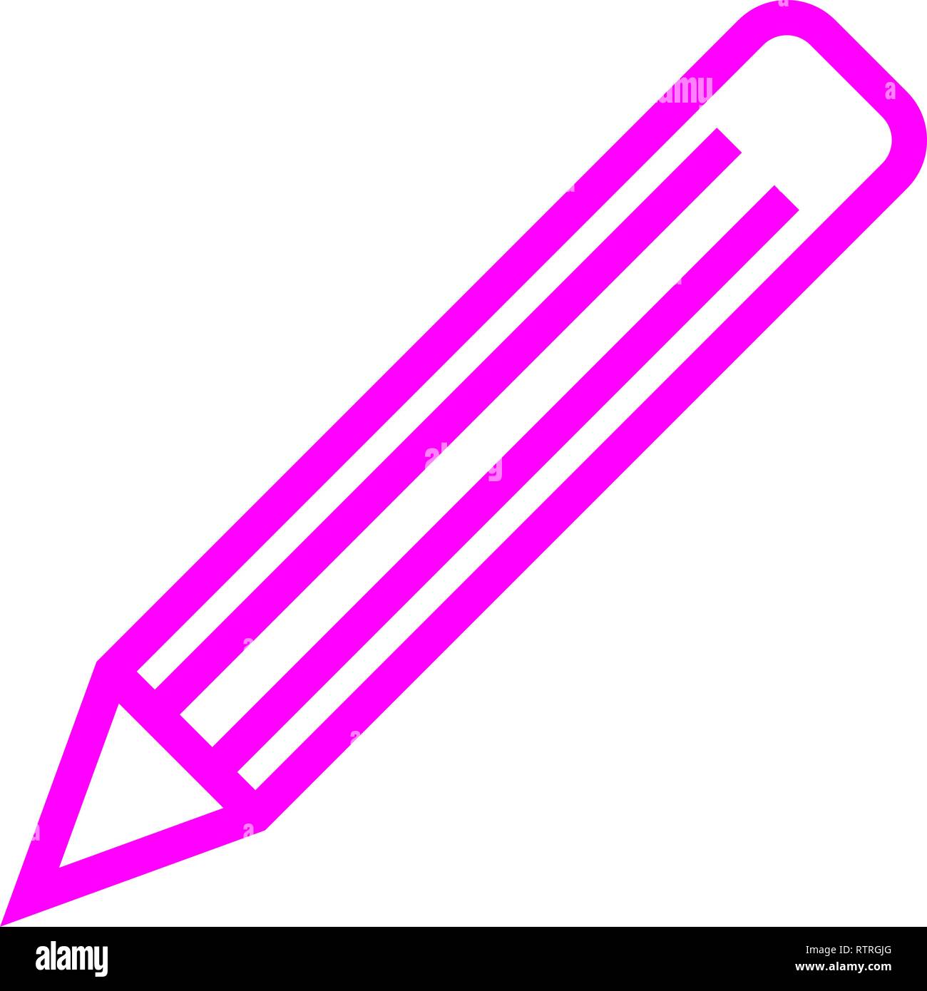 Pencil symbol icon - purple simple outline, isolated - vector illustration Stock Vector Image ...