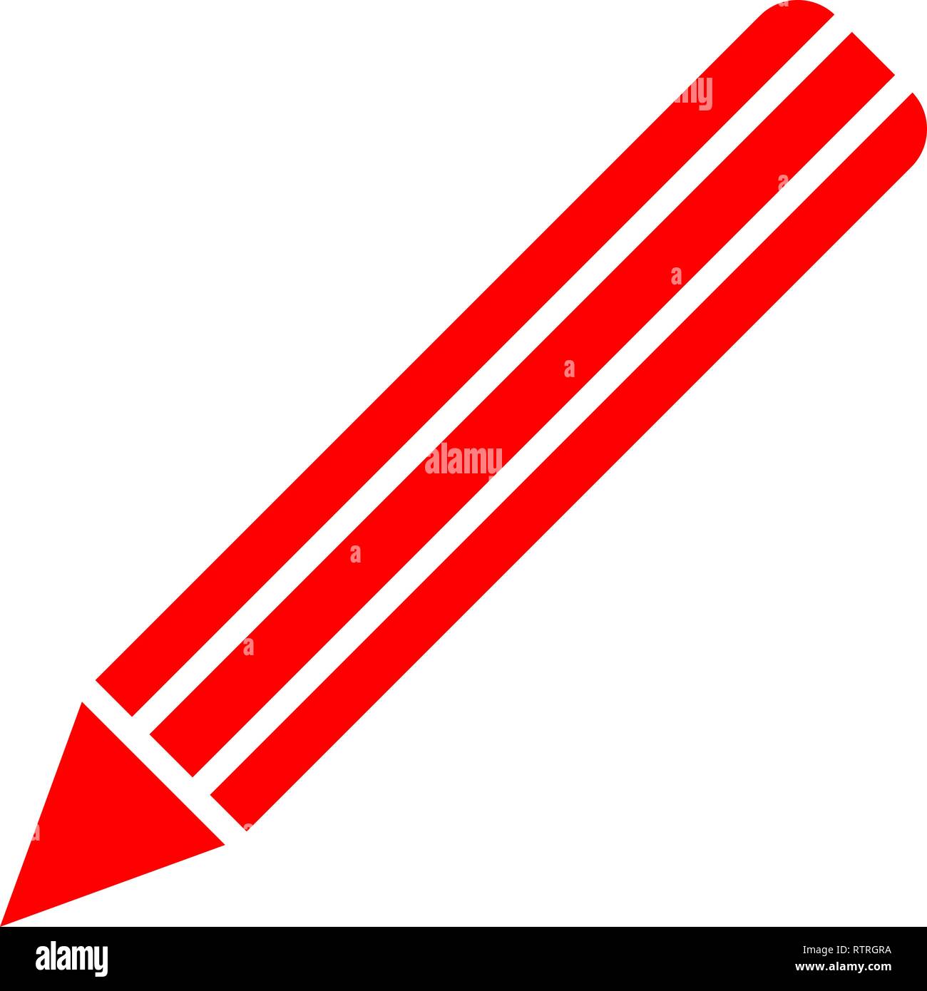 Pencil symbol icon - red simple, isolated - vector illustration Stock ...
