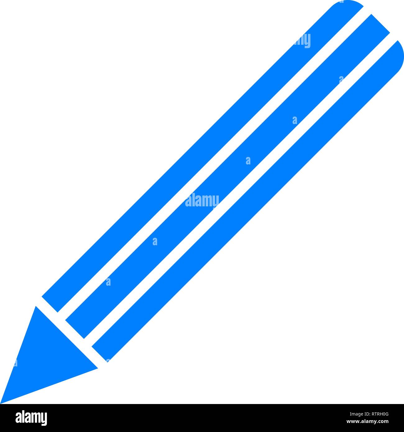 Pencil symbol icon - blue simple, isolated - vector illustration Stock ...