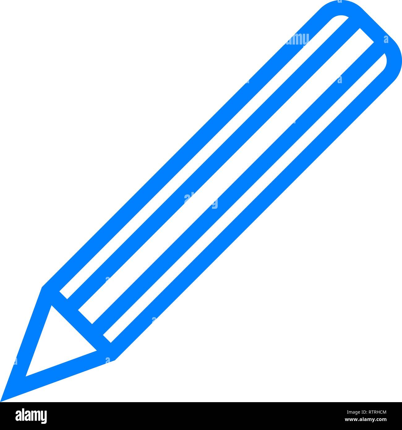Pencil symbol icon - blue simple outline, isolated - vector illustration Stock Vector Image ...