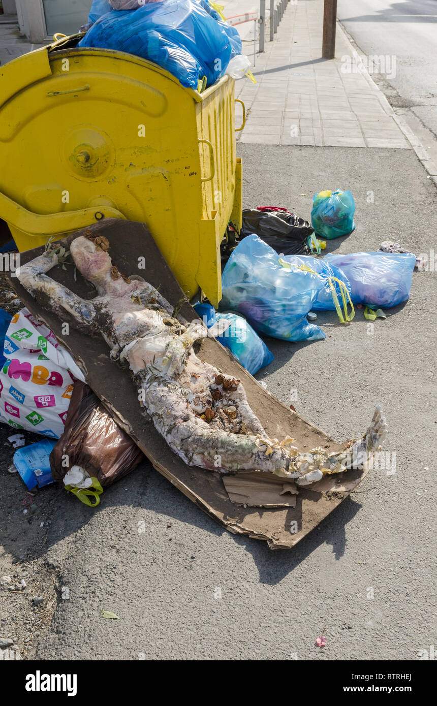 Refuse Collection Point, in Limassol, Cyprus Stock Photo - Alamy
