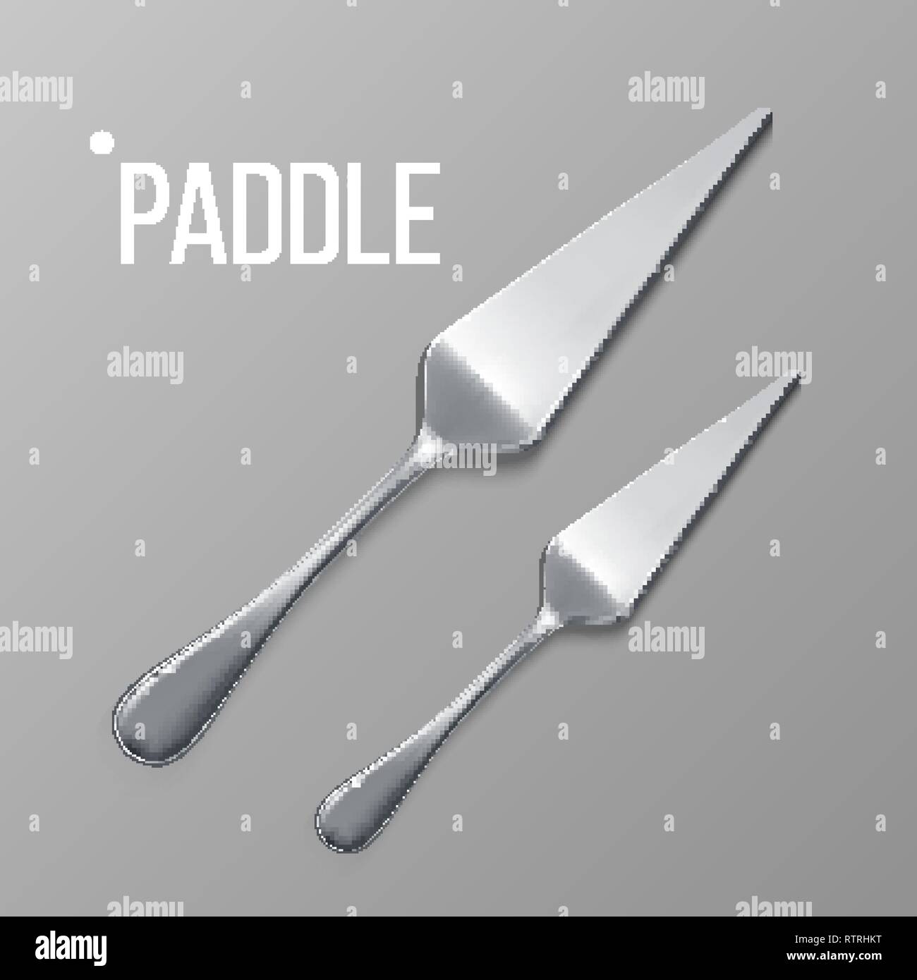 Paddle Vector. Silver Metal Paddle Top View. Restaurant Silverware Tool ...