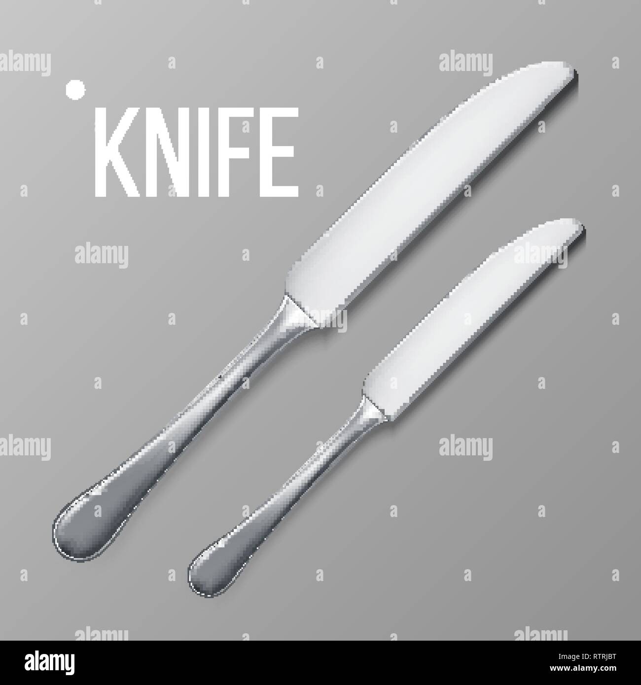 Knife Vector. Silver Metal Knife Top View. Restaurant Silverware Tool ...