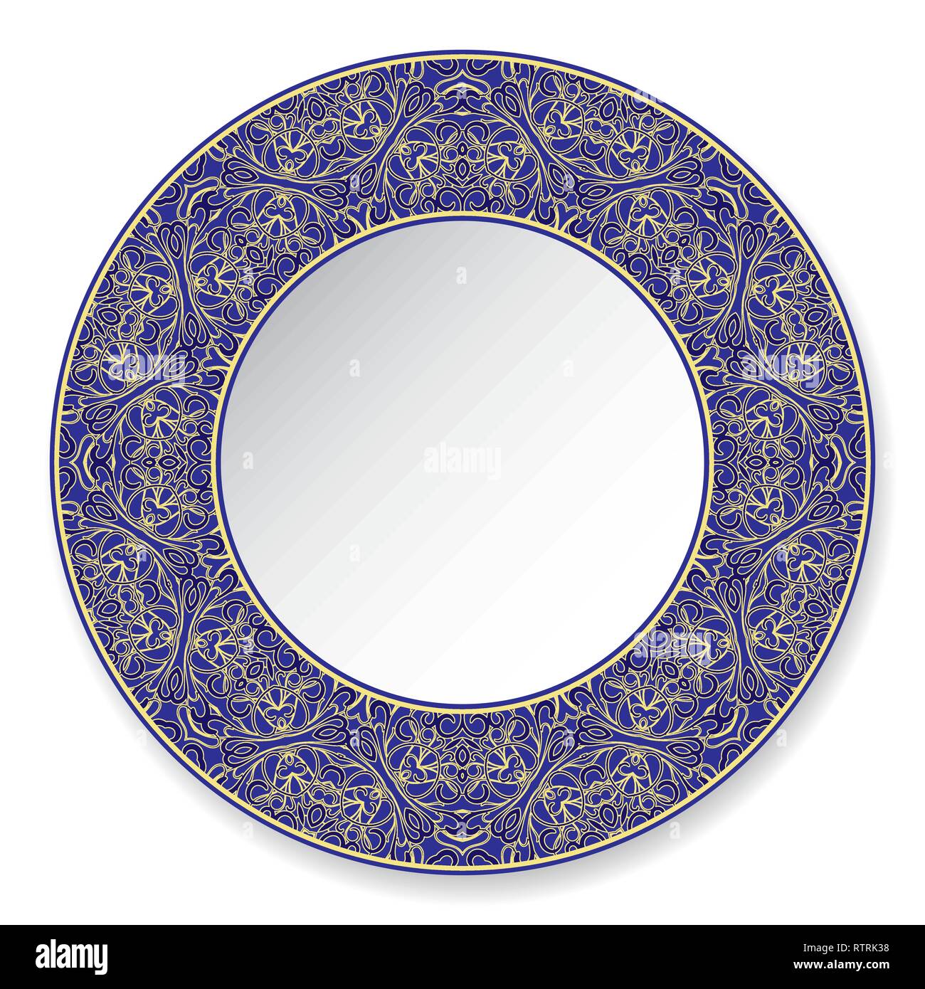 Thin gold pattern for plates, trays, dishes and souvenirs. Vector ...