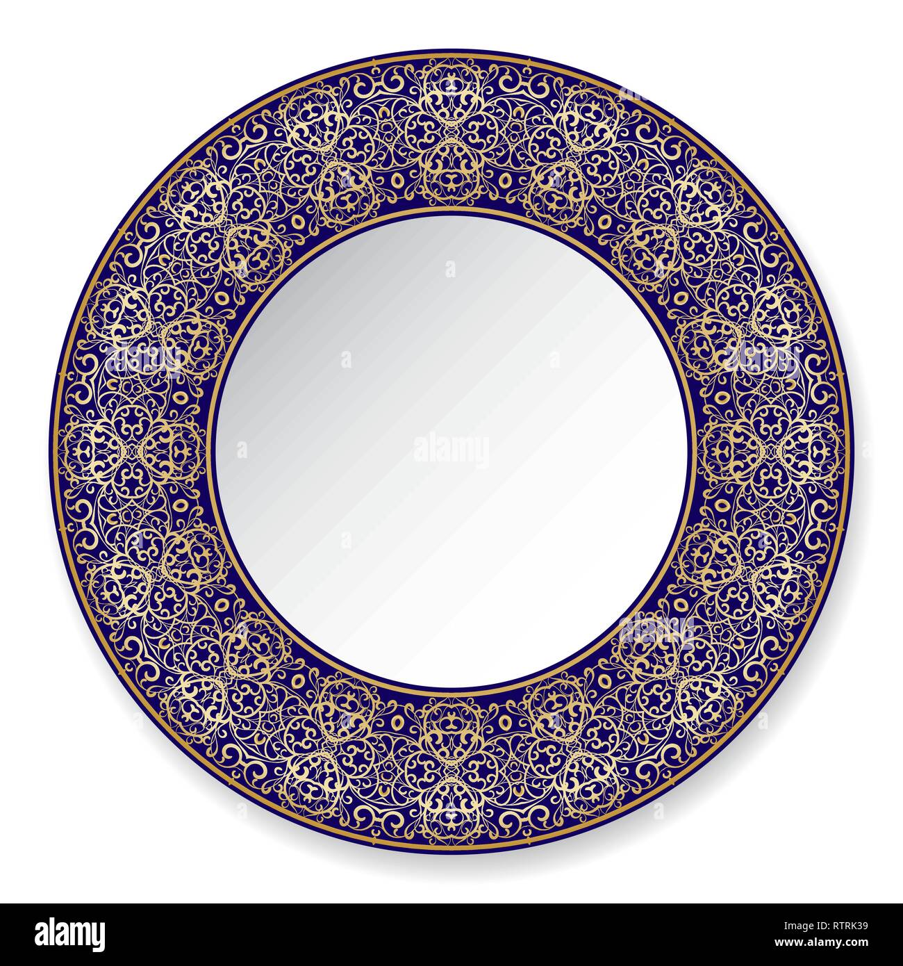 Thin gold pattern for plates, trays, dishes and souvenirs. Vector ...