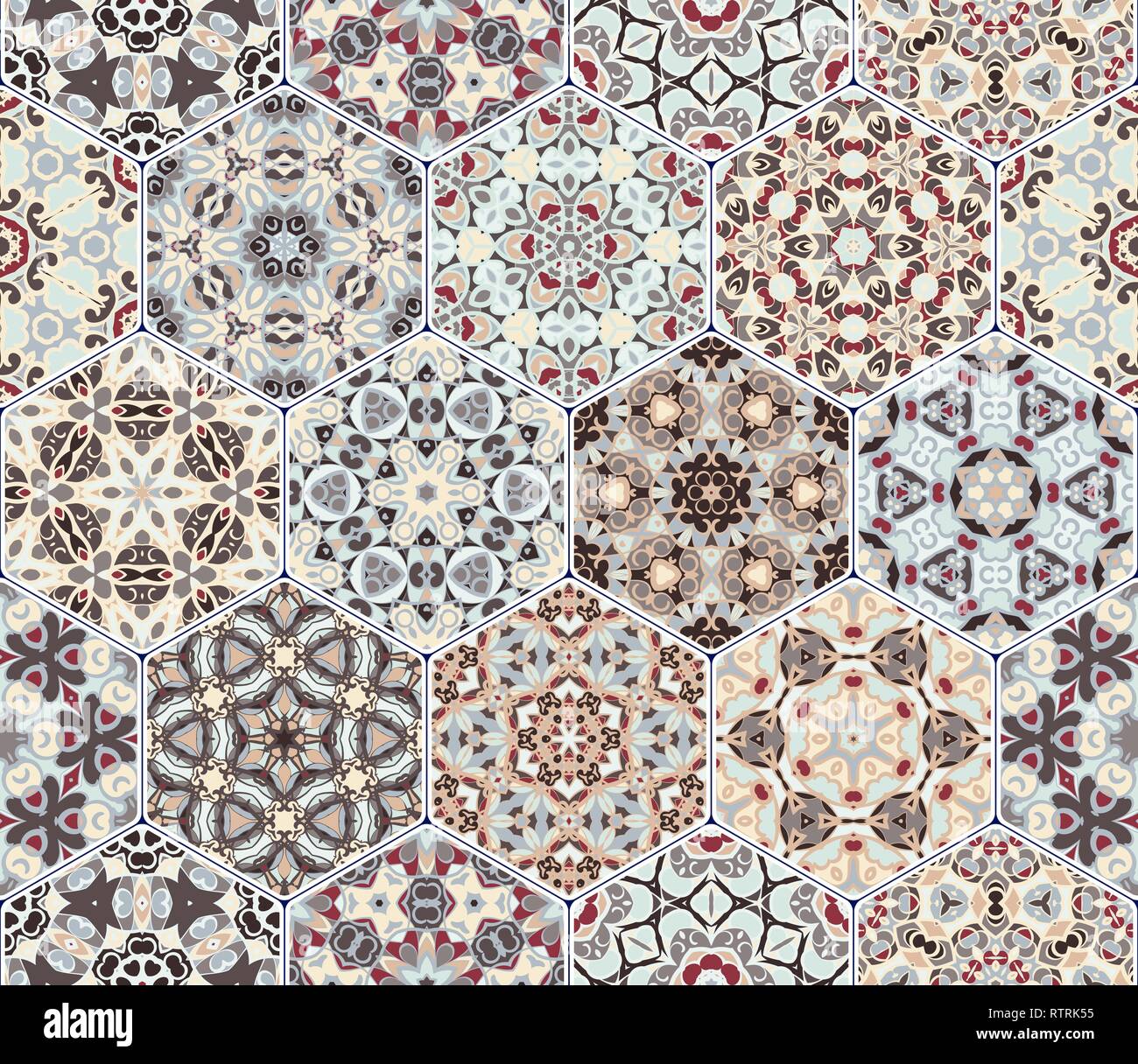 Hexagonal motifs set Stock Vector Images - Alamy