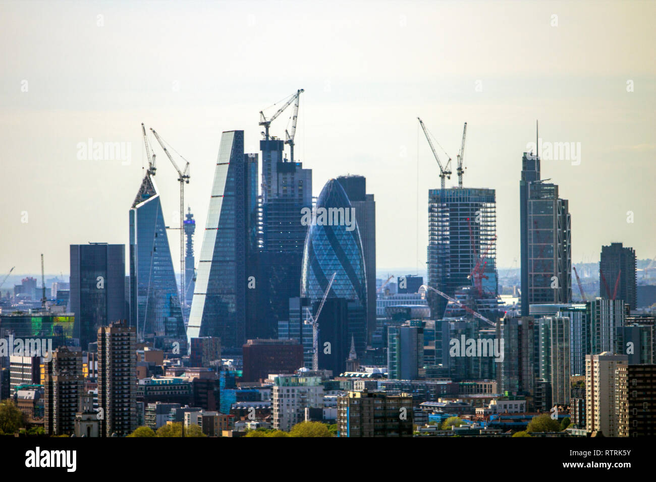 Large scale constructions going on in the City of London as seen from ...