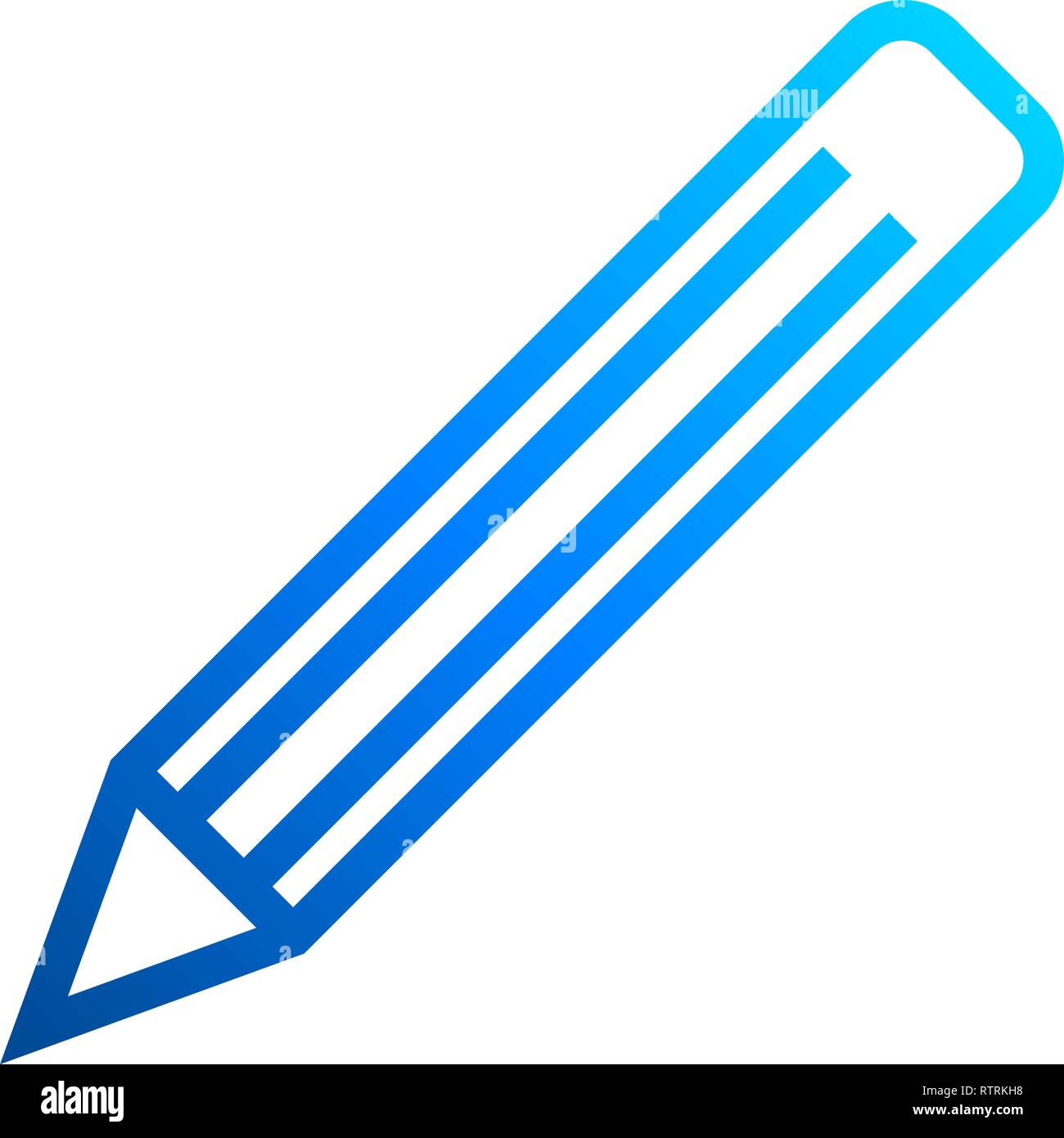 Pencil symbol icon - blue gradient outline, isolated - vector ...