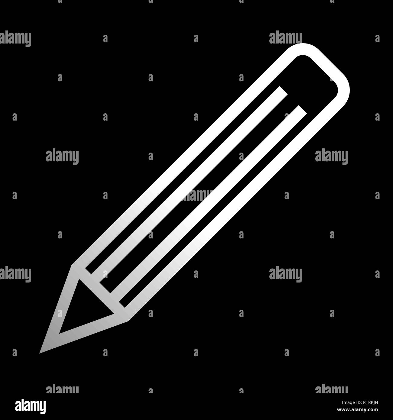 Pencil symbol icon - white gradient outline, isolated - vector ...