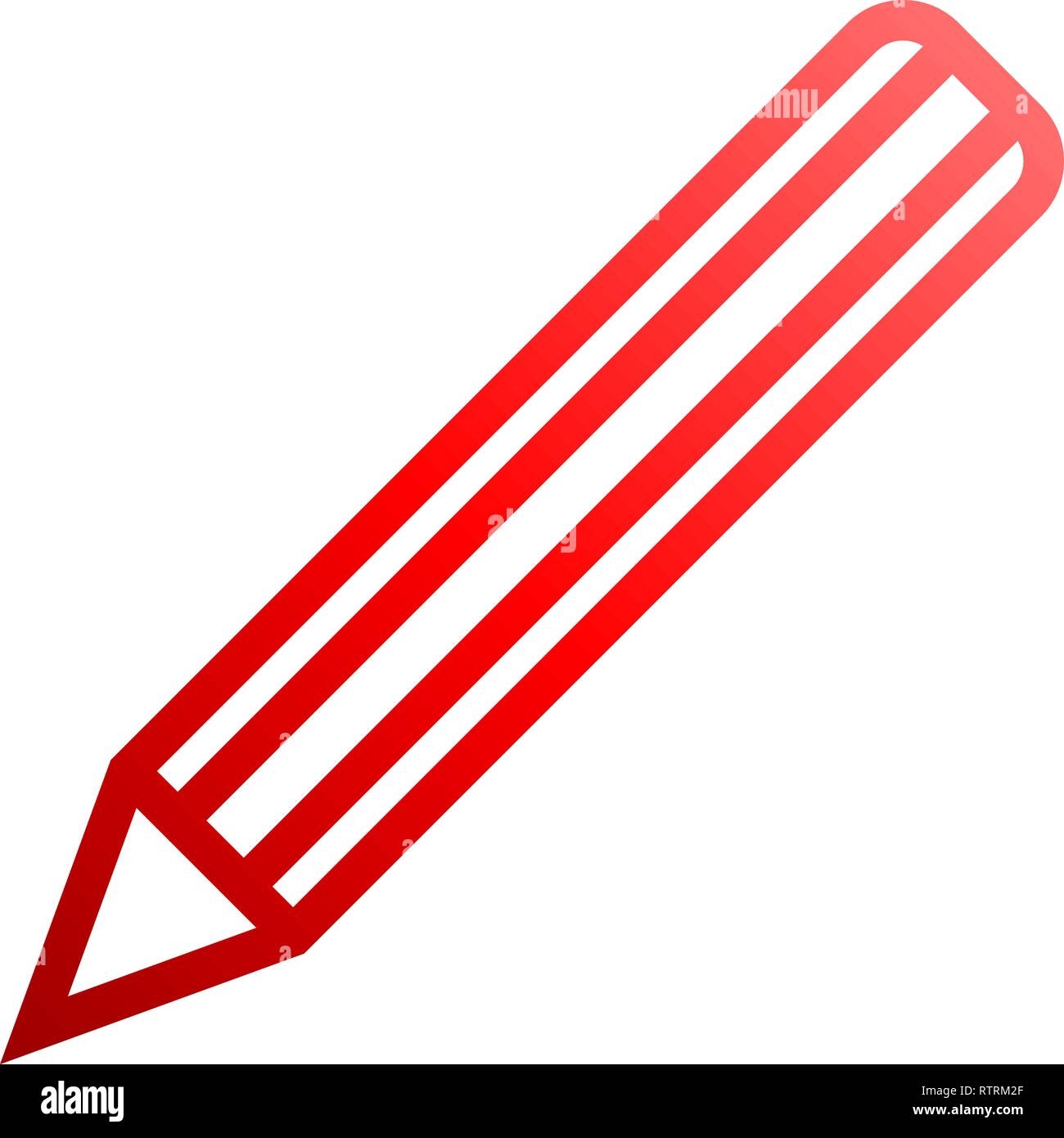 Pencil symbol icon - red gradient outline, isolated - vector ...