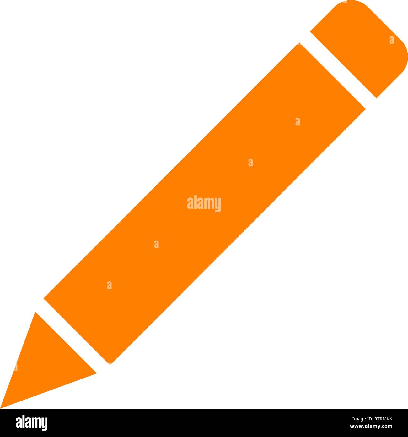 Pencil symbol icon - orange simple, isolated - vector illustration ...