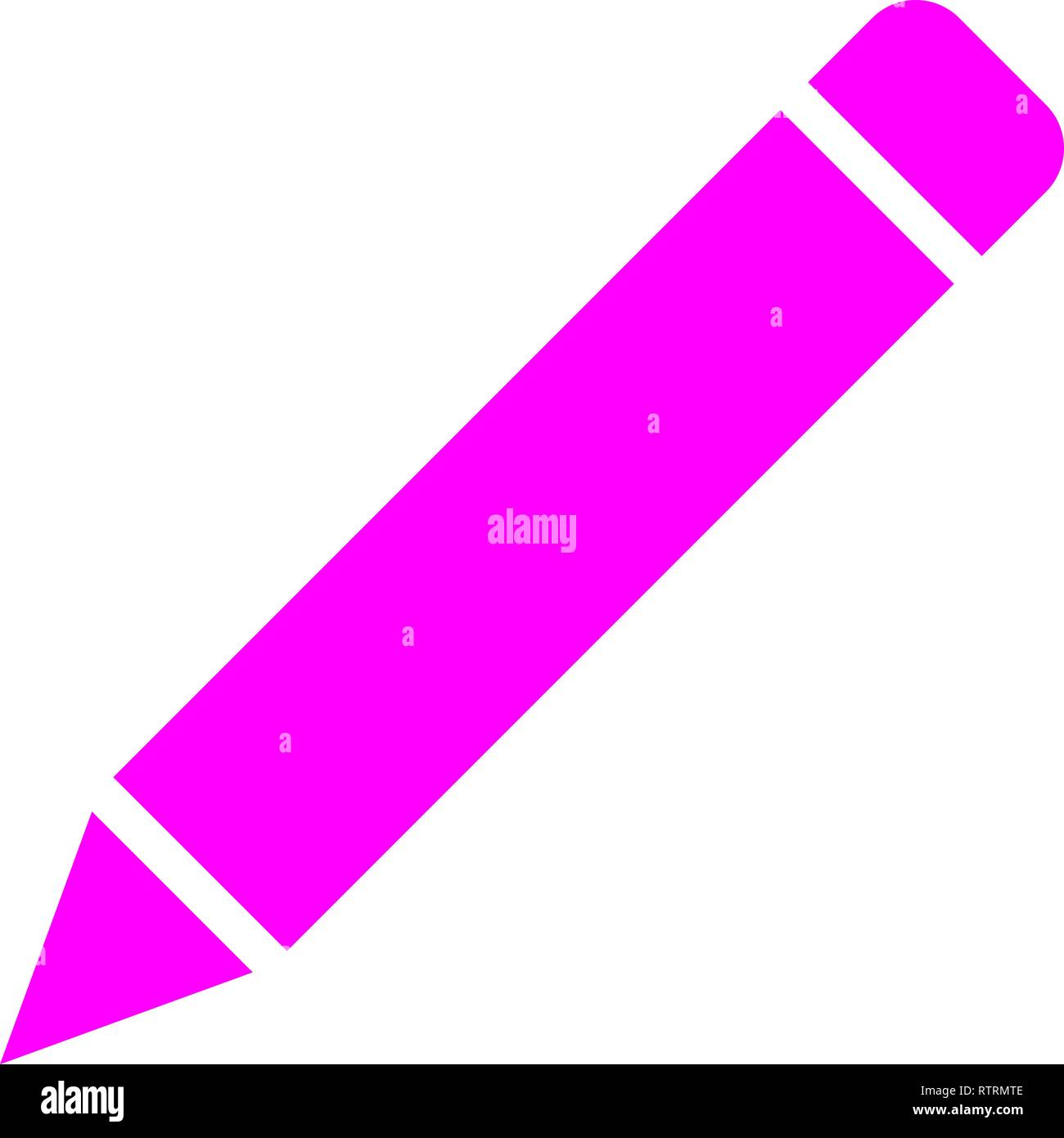Pencil symbol icon - purple simple, isolated - vector illustration ...