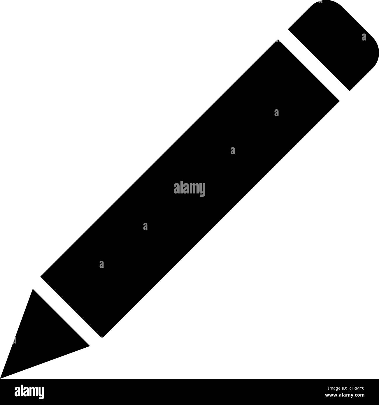 Pencil symbol icon - black simple, isolated - vector illustration Stock ...