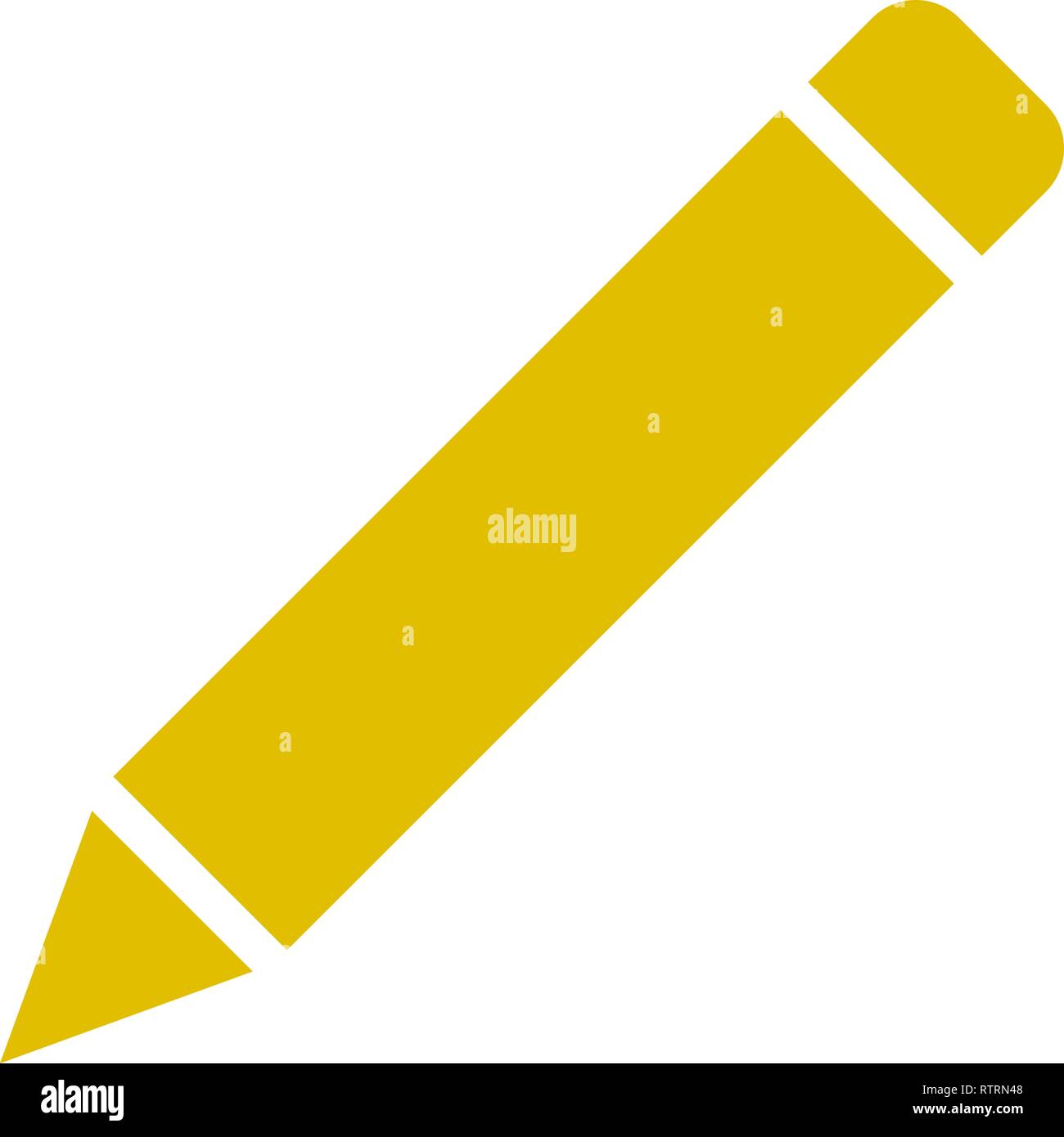 Pencil symbol icon - golden simple, isolated - vector illustration ...