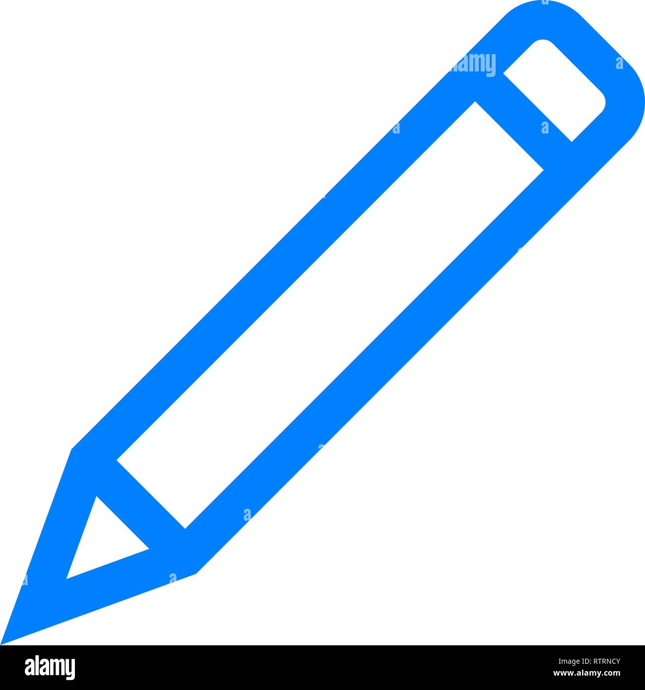Pencil symbol icon - blue simple outline, isolated - vector ...