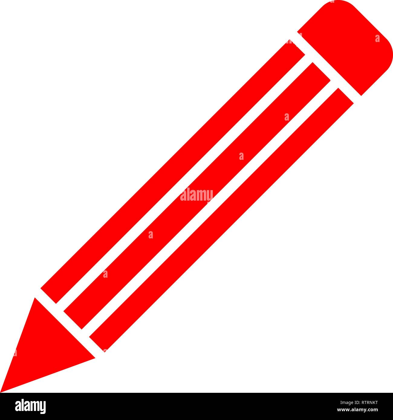 Pencil symbol icon - red simple, isolated - vector illustration Stock ...