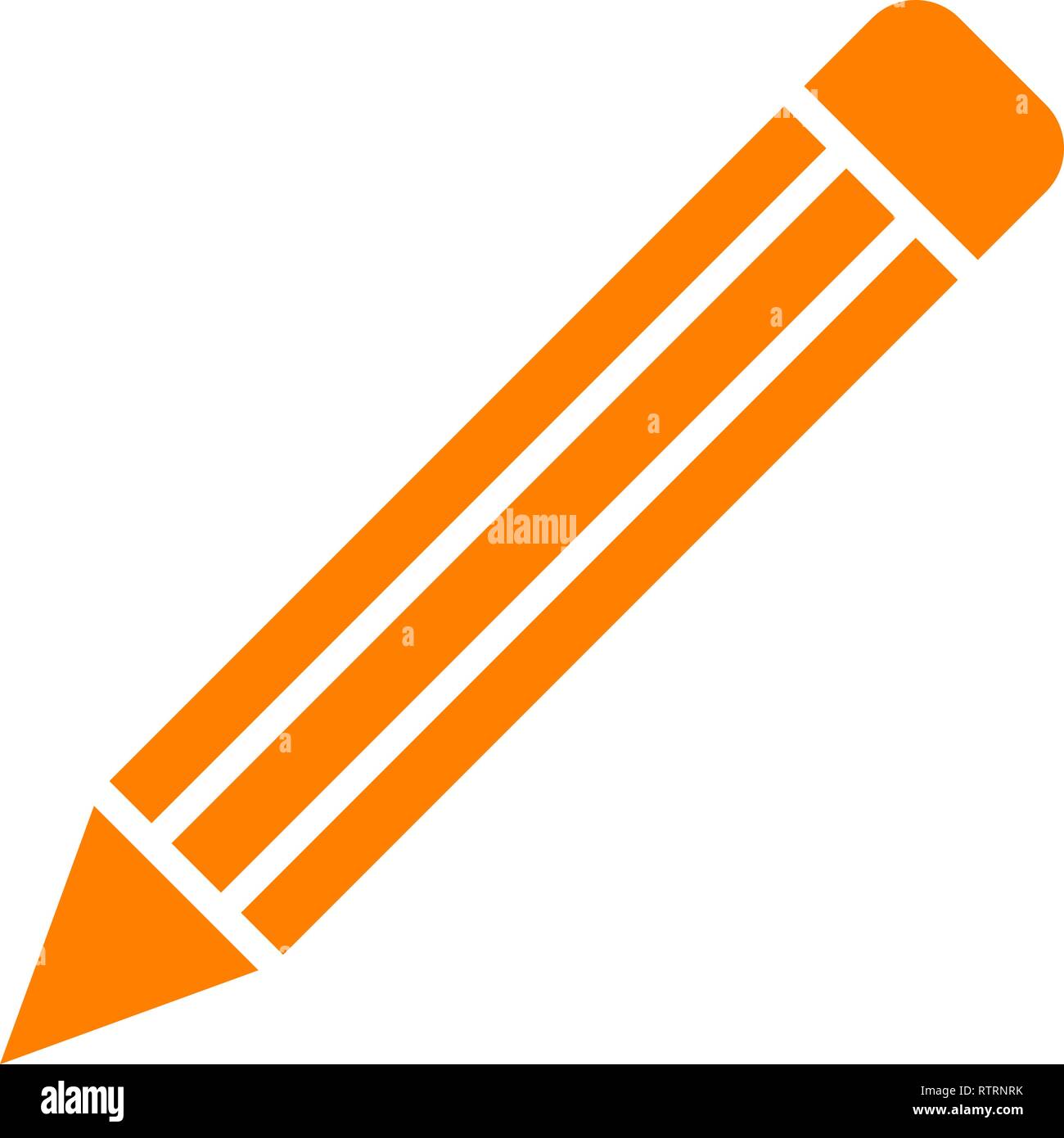 Pencil symbol icon - orange simple, isolated - vector illustration ...