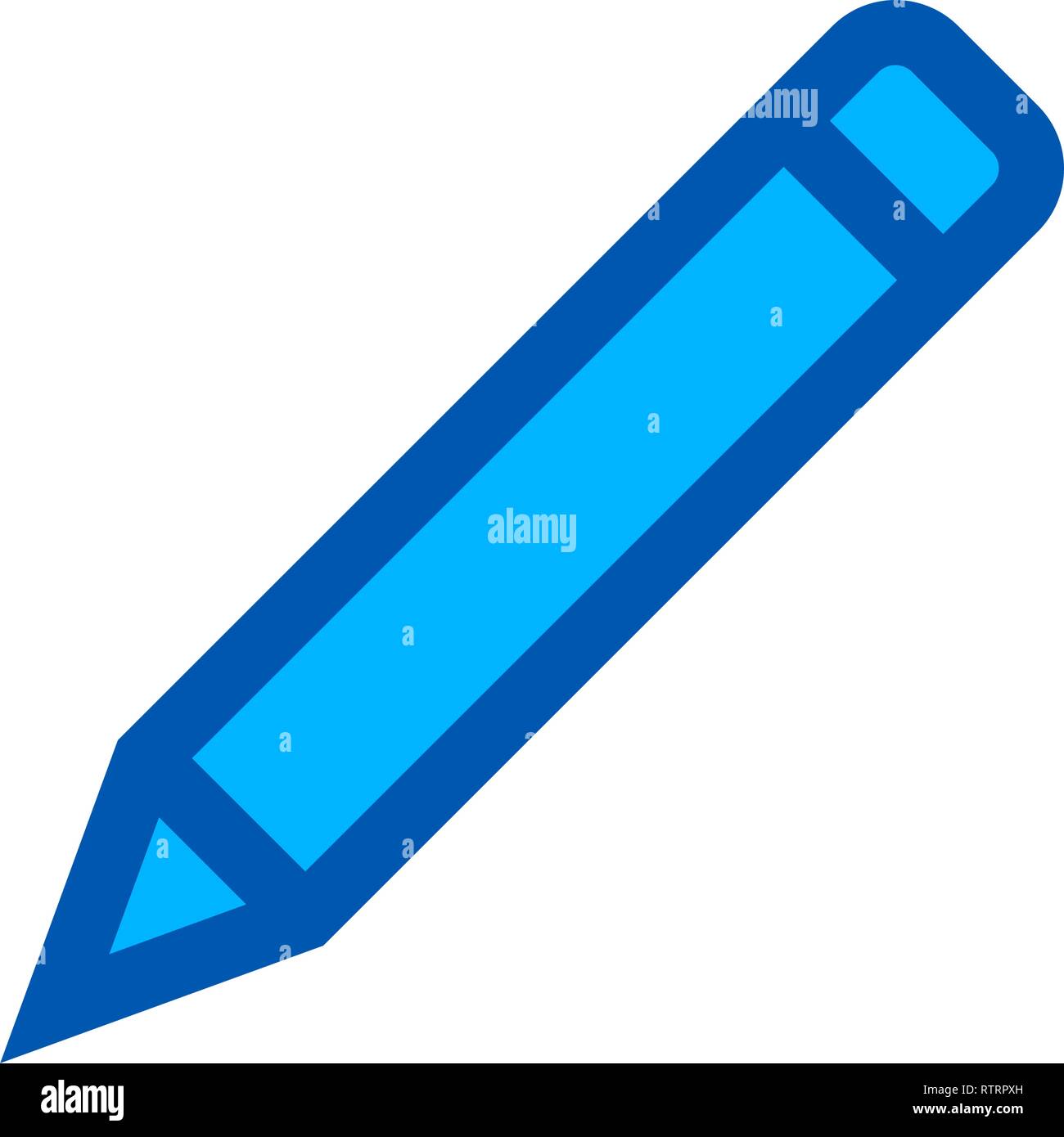 Pencil symbol icon - blue simple with outline, isolated - vector ...