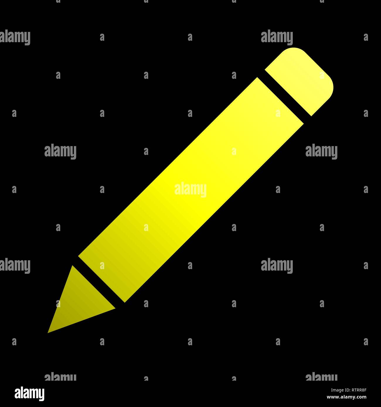 Pencil symbol icon - yellow gradient, isolated - vector illustration ...