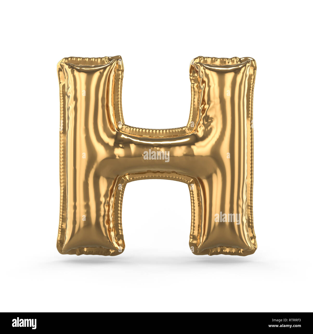 Golden letter H made of inflatable balloon isolated on white background ...