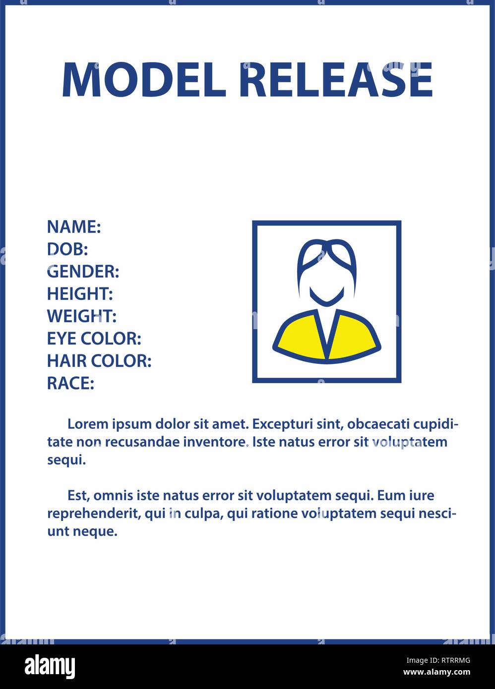 Icon of model release document. Thin line design. Vector illustration ...