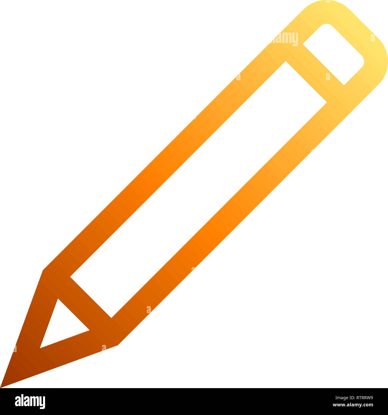 Pencil symbol icon - orange gradient outline, isolated - vector ...