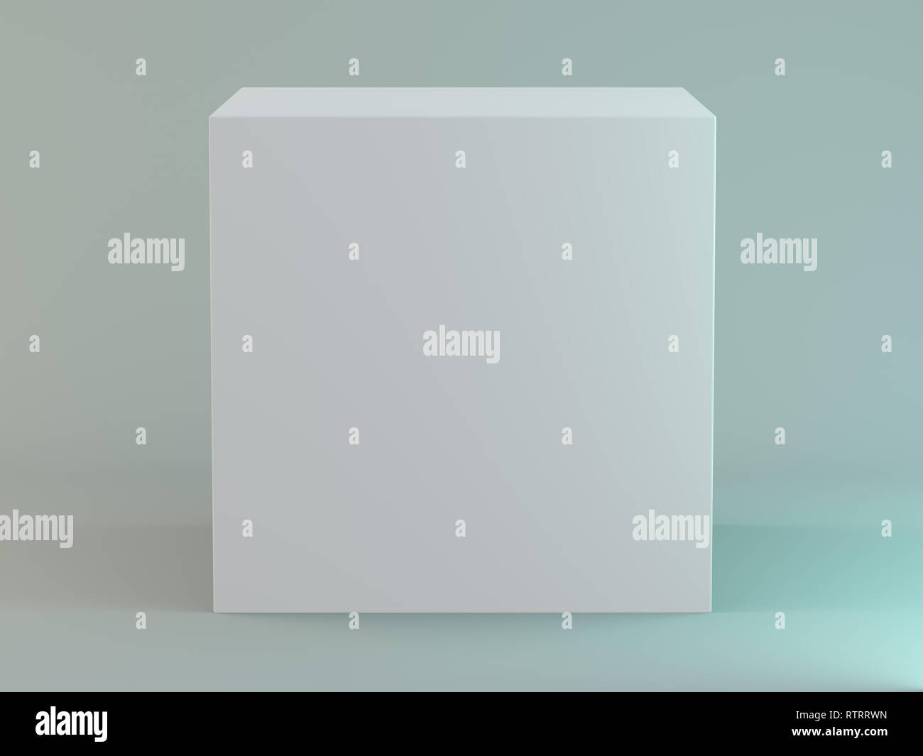 Blank square box on white background with reflection. 3D rendering ...