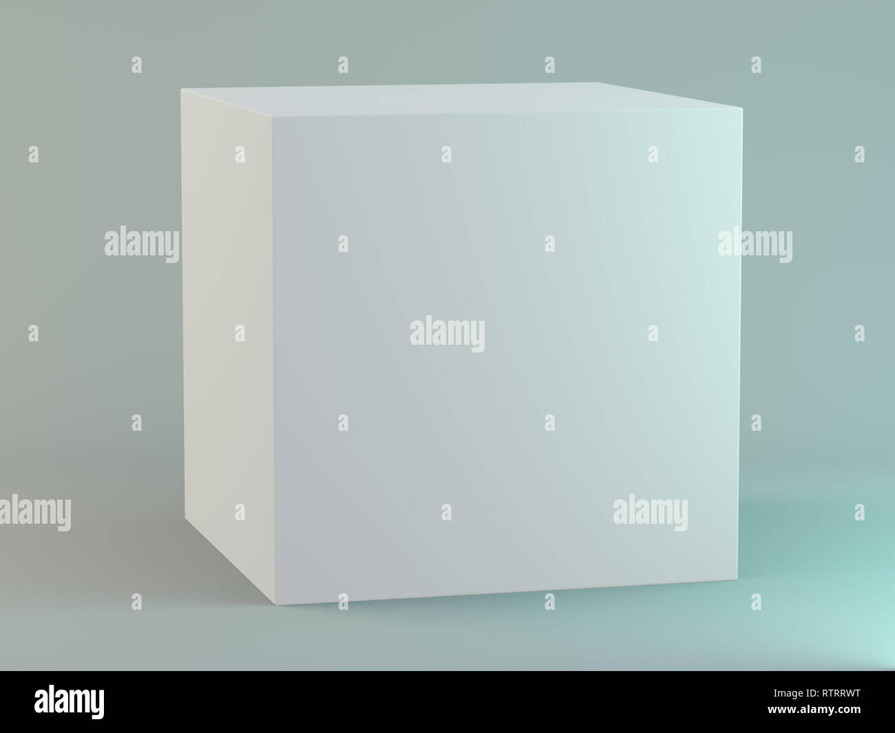 Blank square box on white background with reflection. 3D rendering ...