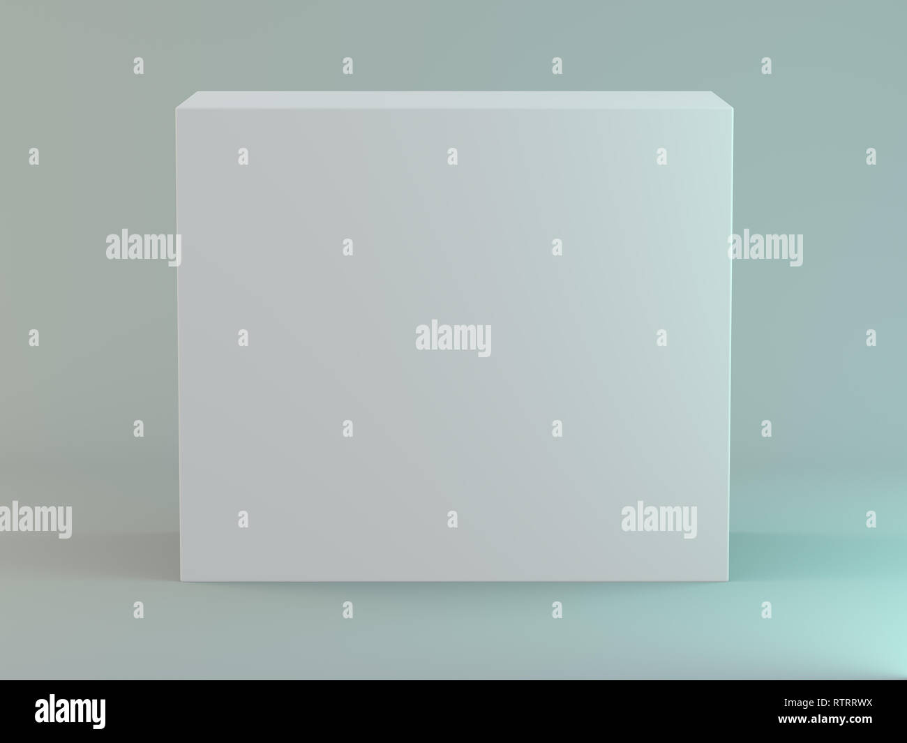 Blank horizontal box on white background with reflection. 3D rendering ...