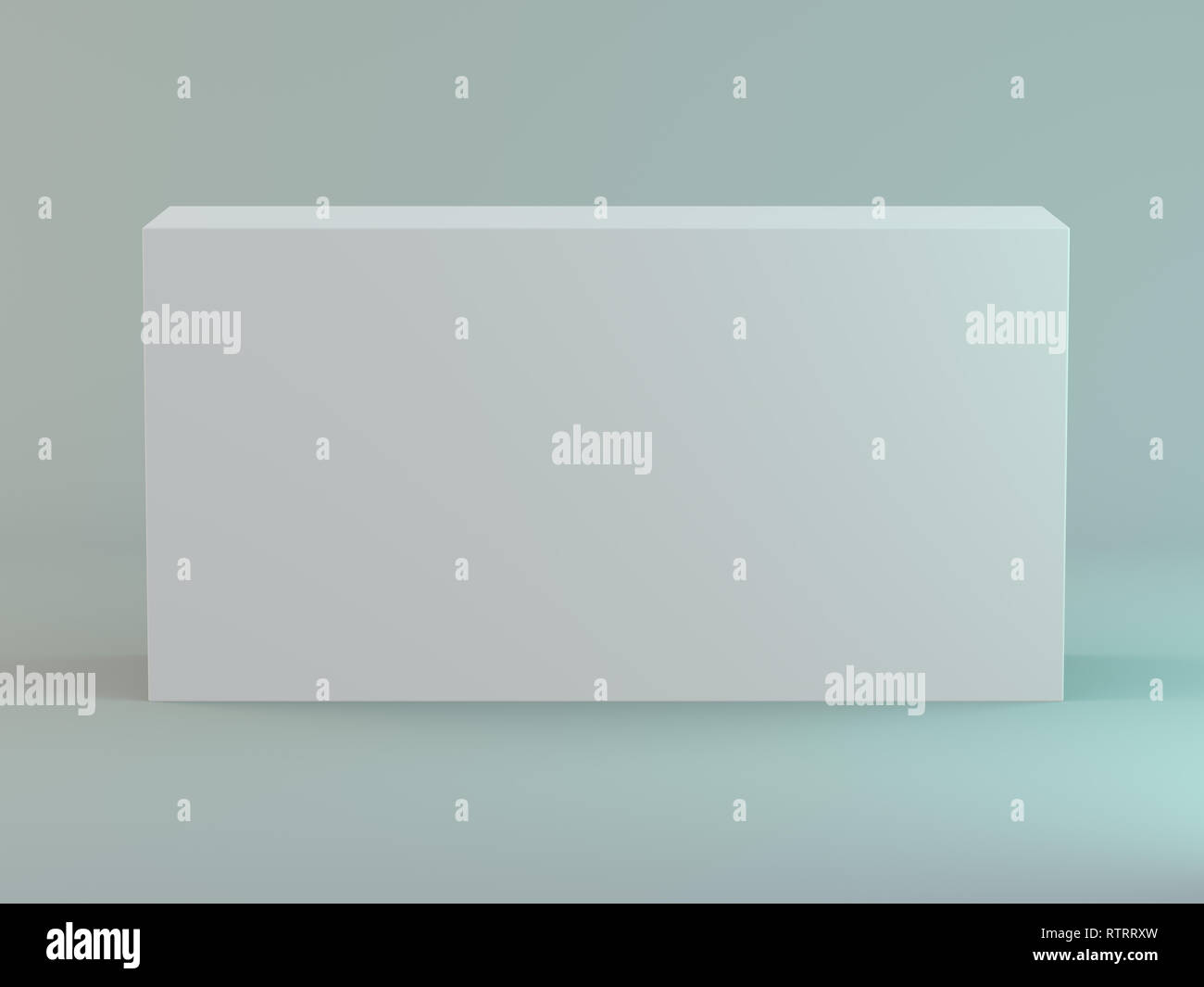 Blank horizontal box on white background with reflection. 3D rendering ...